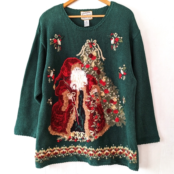 Vintage | Sweaters | Vintage Heirloom Collectibles Santa Clause St Nick ...